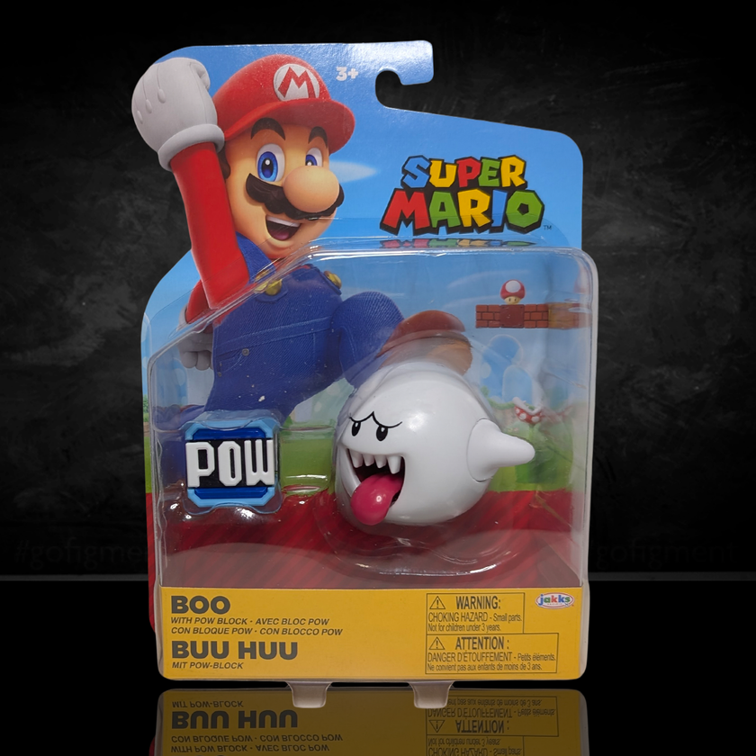 Super Mario 4-inch Boo with Pow Block Action Figure - Wave 48 (2025)